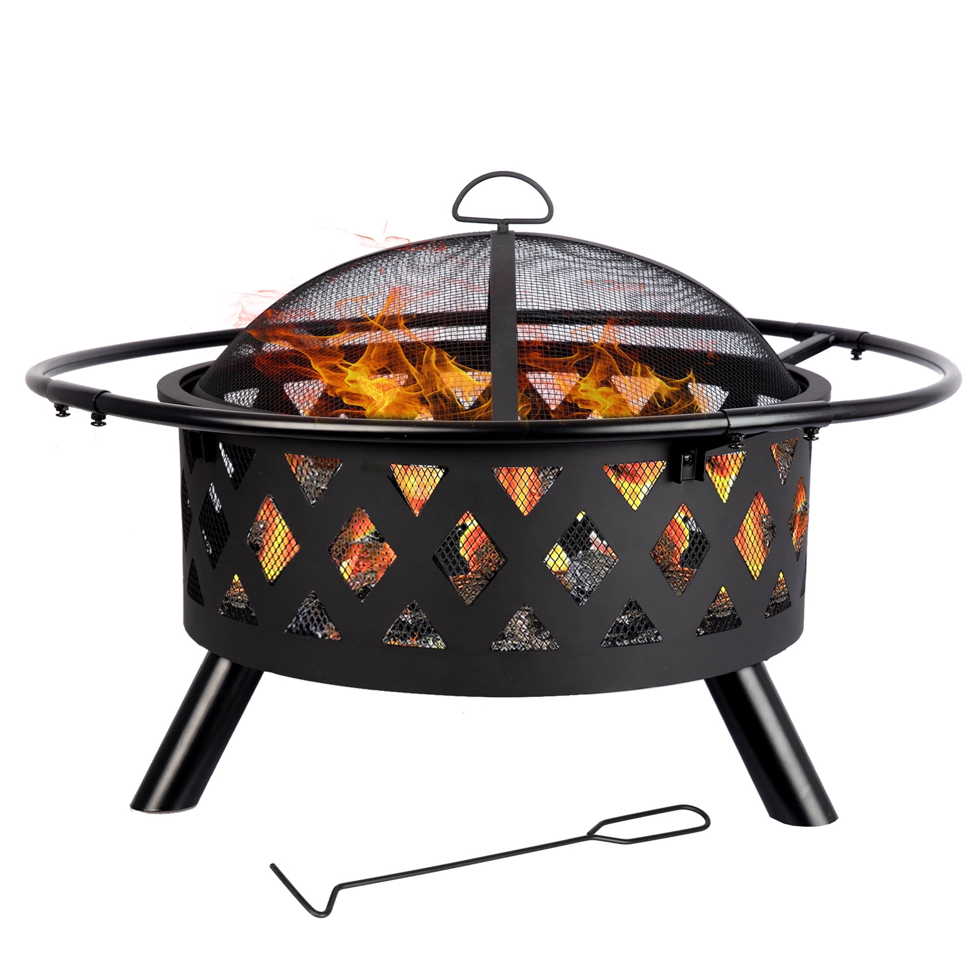 Bestier 20" Fire Pit for Outside Wood Burning, Round Outdoor Fire Pit ...