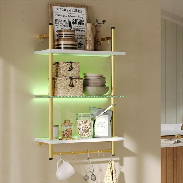 Free Shipping! Bestier 23" Floating Shelves for Wall with LED Light 3 ...