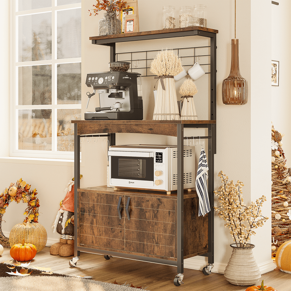 Tribesigns Kitchen Bakers Rack With Power Outlets 5 Tier Microwave