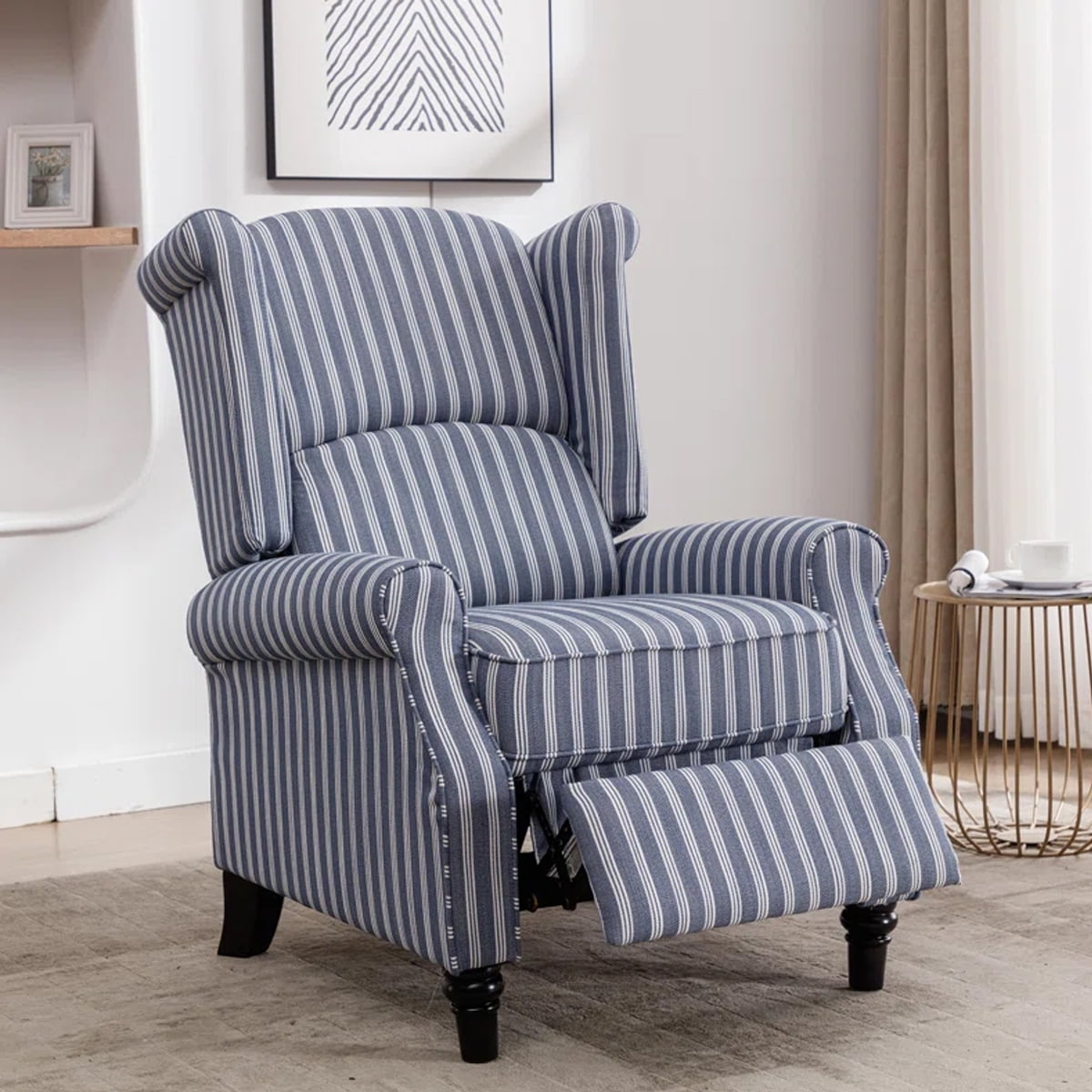 Bestier 31 in Wide Classic and Upholstered Striped Push Back Recliner ...