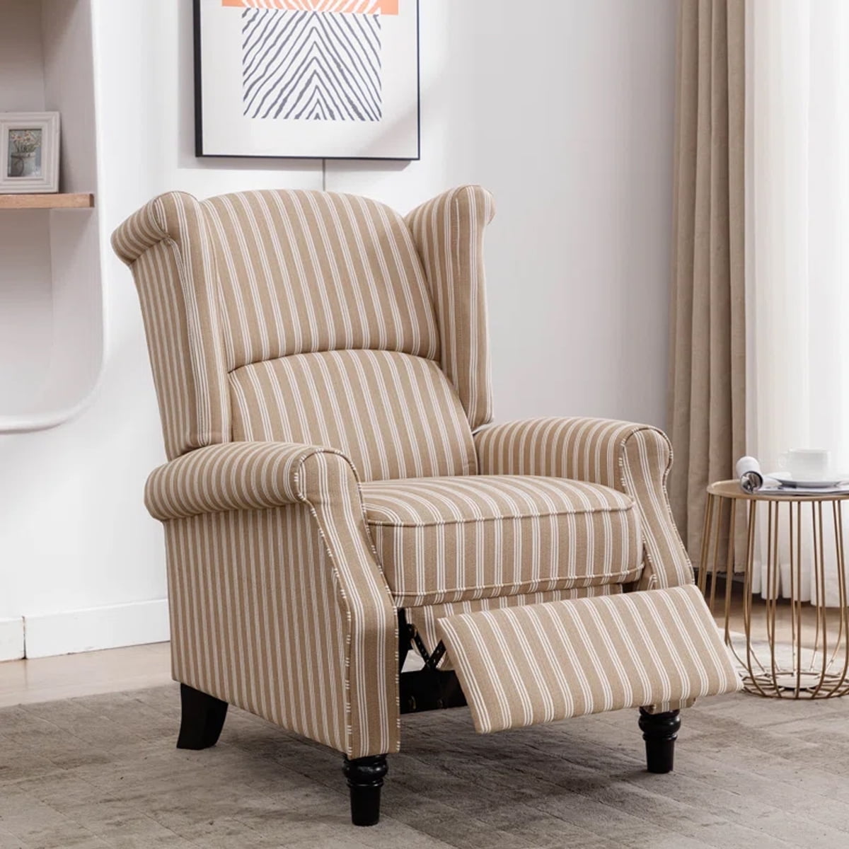 Bestier 31 in Wide Classic and Upholstered Striped Push Back Recliner ...