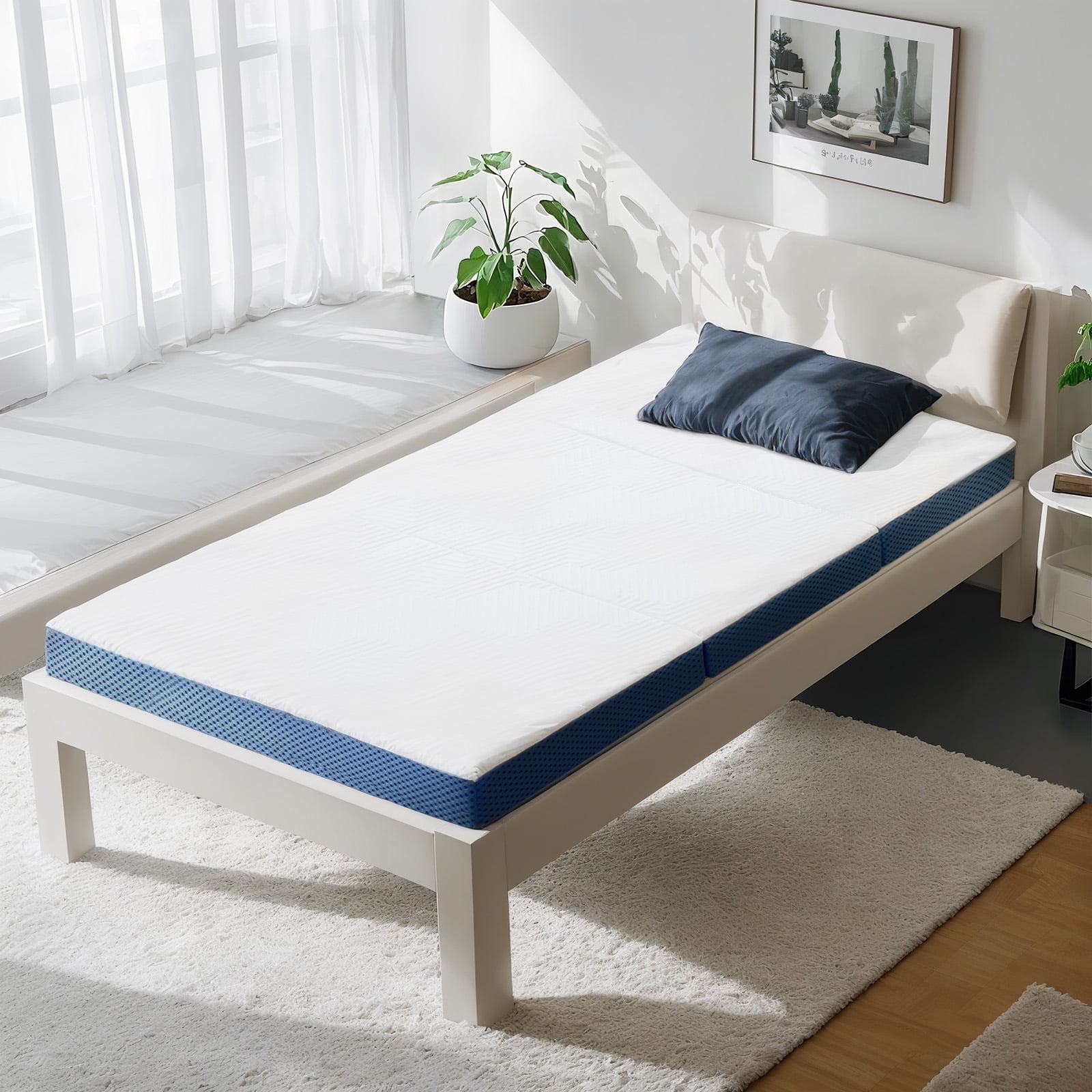 Bestier Tri-fold Gel Memory Foam Mattress 4 In Twin Size for Cool Sleep ...