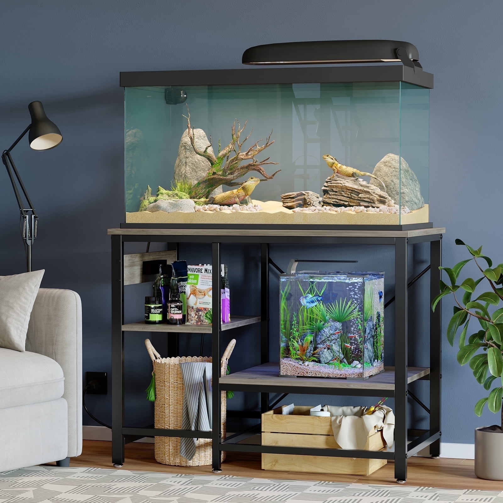 Bestier Fish Tank Stand, 40-50 Gallon Aquarium Stand, 3-Tier Metal ...