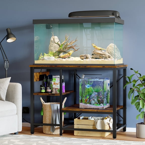 40-50 Gallon Diamond Fish Tank Stand with Power Outlet, Heavy Duty ...