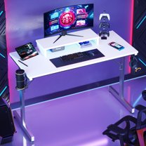 Bestier 52 inch Gaming Desk with Power Strip and LED Monitor Stand ...