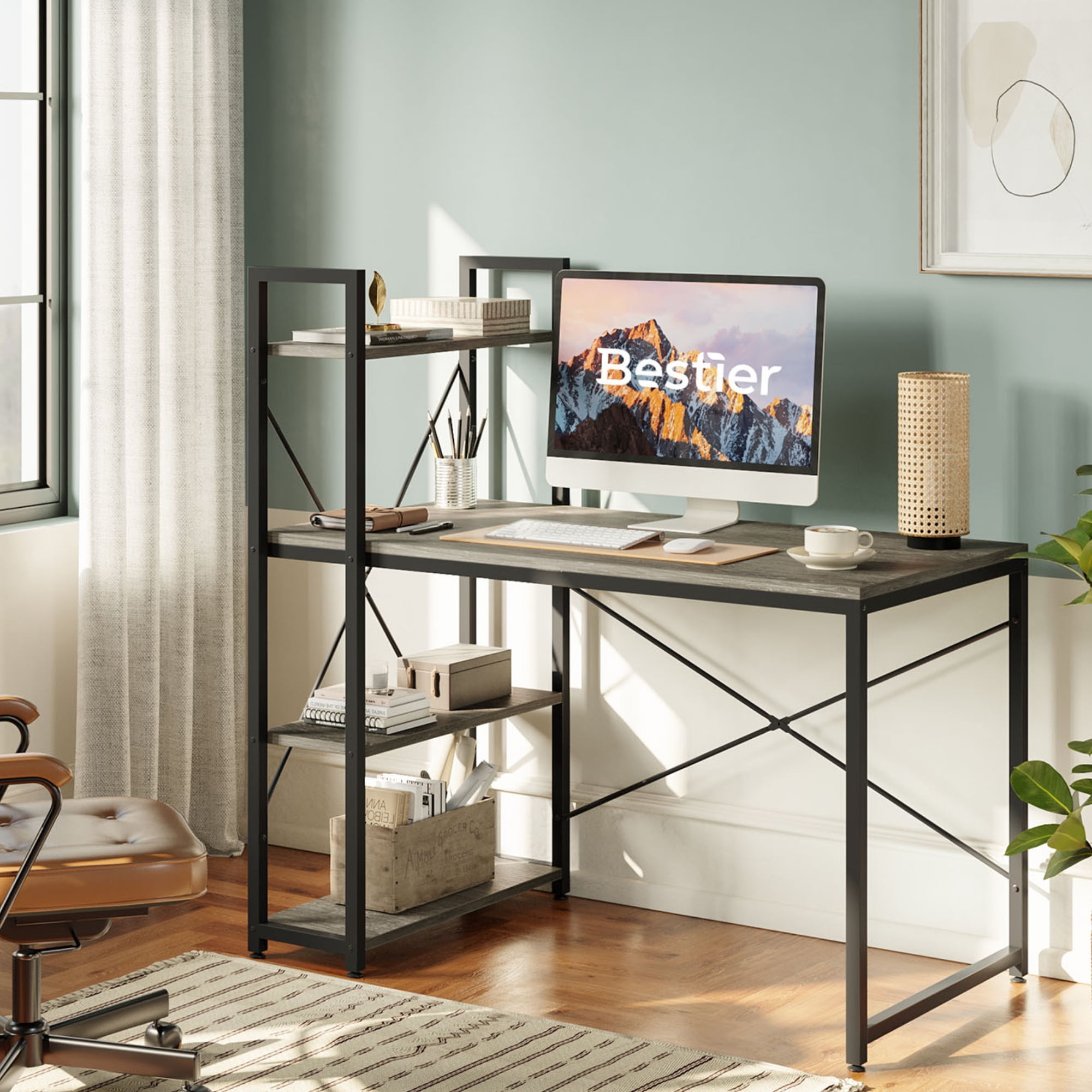 Bestier 47 Inch Computer Desk - Reversible Home Office Table Sturdy ...