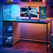 Bestier 52 inch Office Gaming Desk with LED Lights, Shelves & Storage ...