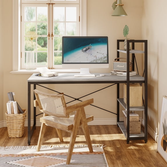 Bestier 55" Computer Desk with Adjustable Shelves, Writing Desk with ...