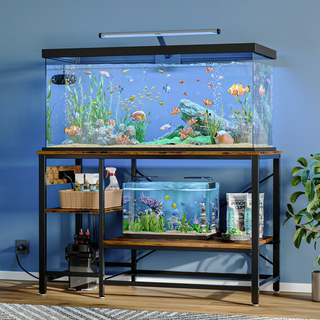 Bestier 55 Gallon Fish Tank Stand with Power Outlets, 3-Tier Heavy Duty ...