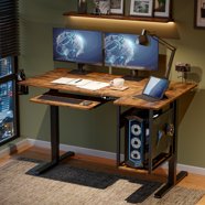 HomCom Modern L-Shaped 360° Rotating Computer Desk Corner Home Office ...