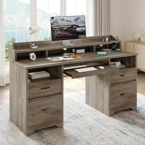 Bestier L Shaped Desk with 4 Drawers, 63" x 47" Executive Office Desk ...