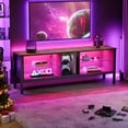 "Bestier 63"" Modern Glass LED Light Gaming TV Stand, Fit for TVs up to ...