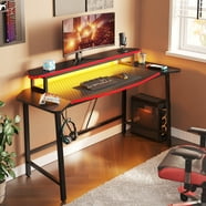 Bestier 42 inch LED Gaming Desk with Monitor Stand PC Computer Gamer ...