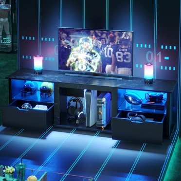 "Bestier 70"" Modern Gaming TV Stand with LED Lights, Fits up to 80 ...