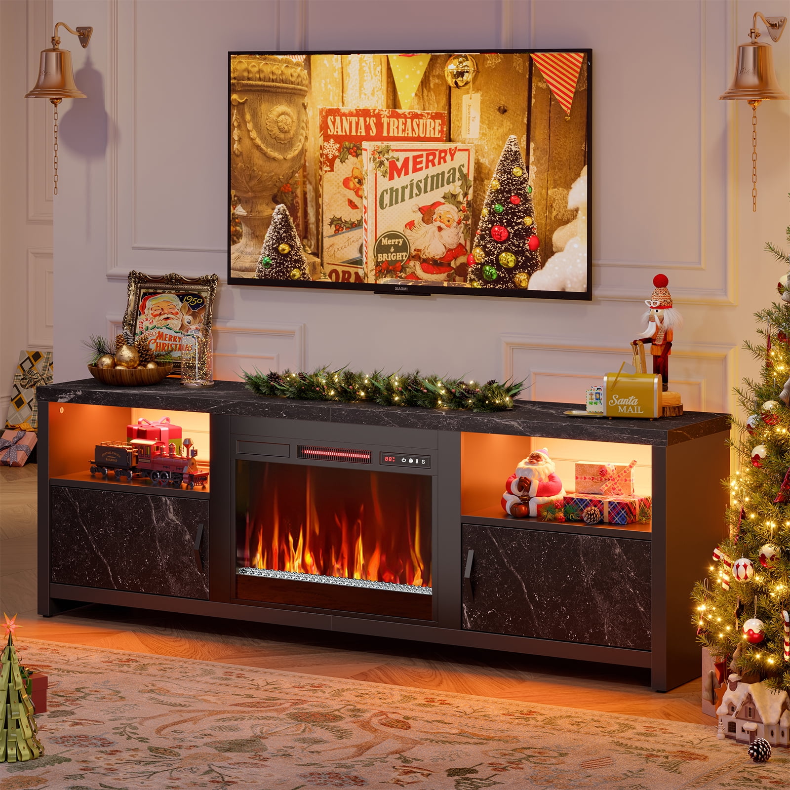 Bestier 71 inch Electric Fireplace TV Stand for TVs up to 75", Modern ...