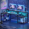 "Bestier 71"" Gamer Desk, L-Shaped, LED, Monitor Stand, Power Outlets ...
