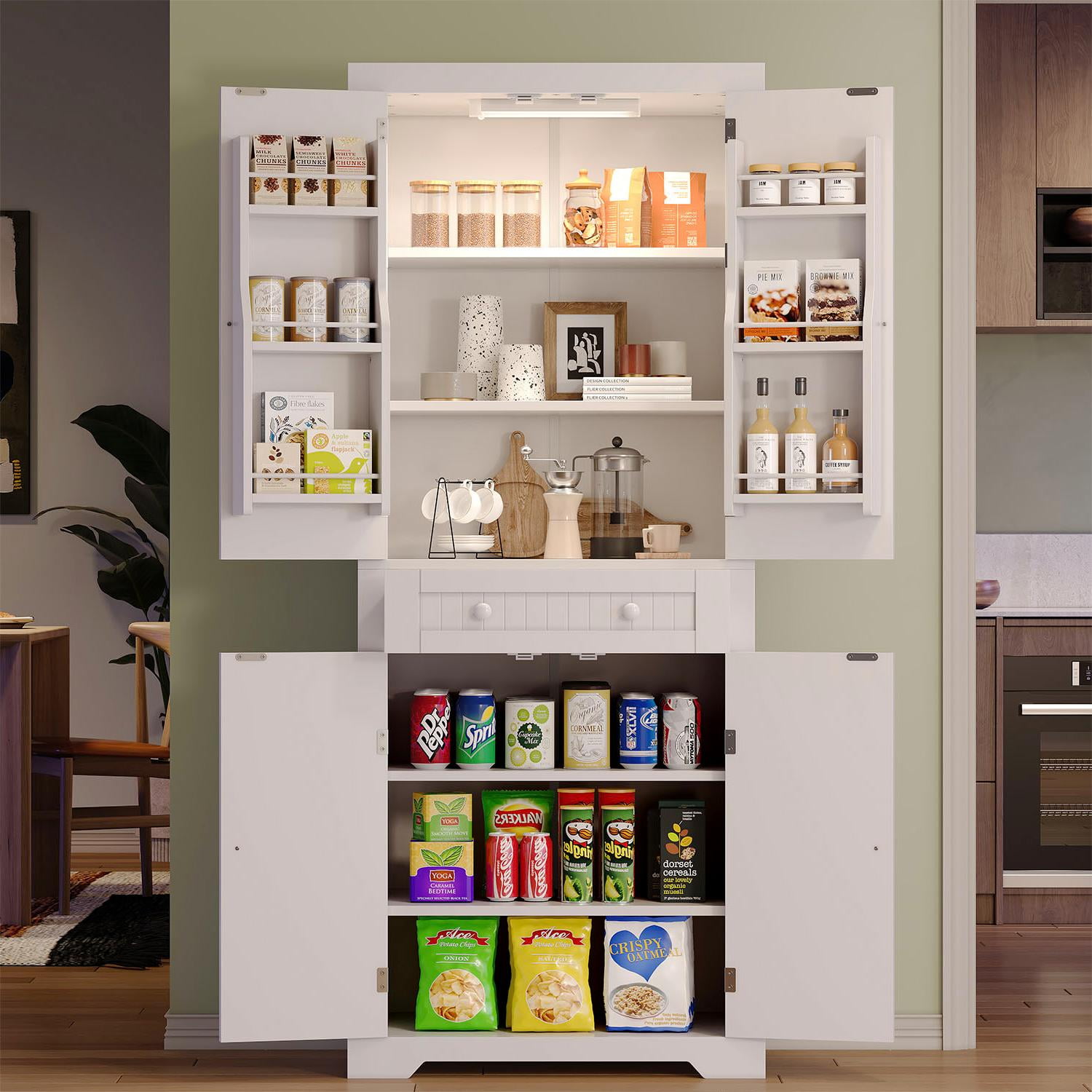 Bestier 72" Tall Kitchen Pantry Storage Cabinet with Doors and Shelves ...