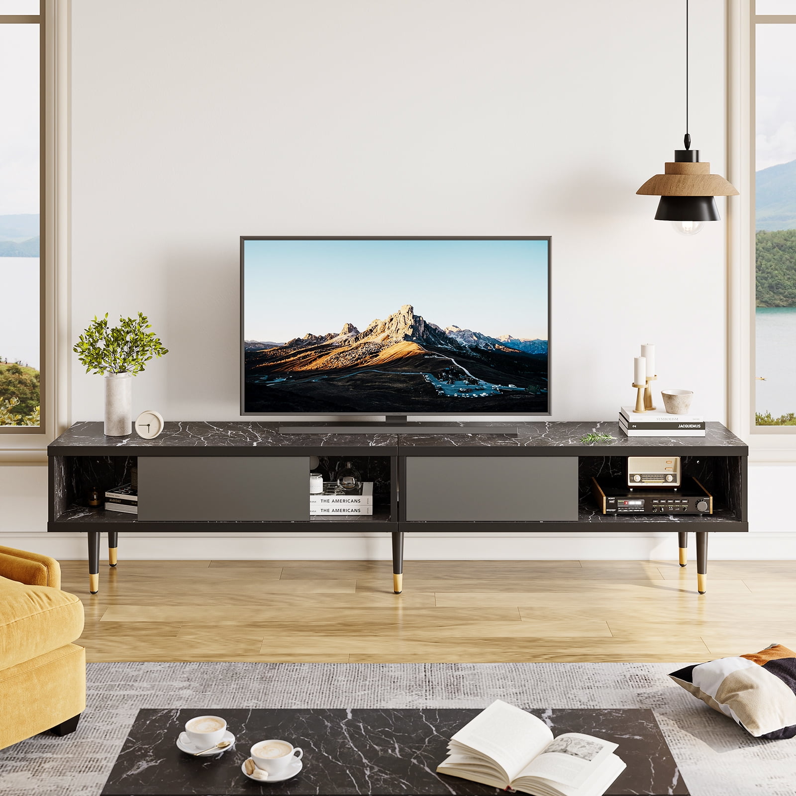 Bestier 80 inch Mid Century Modern TV Stand for TVs up to 85 ...