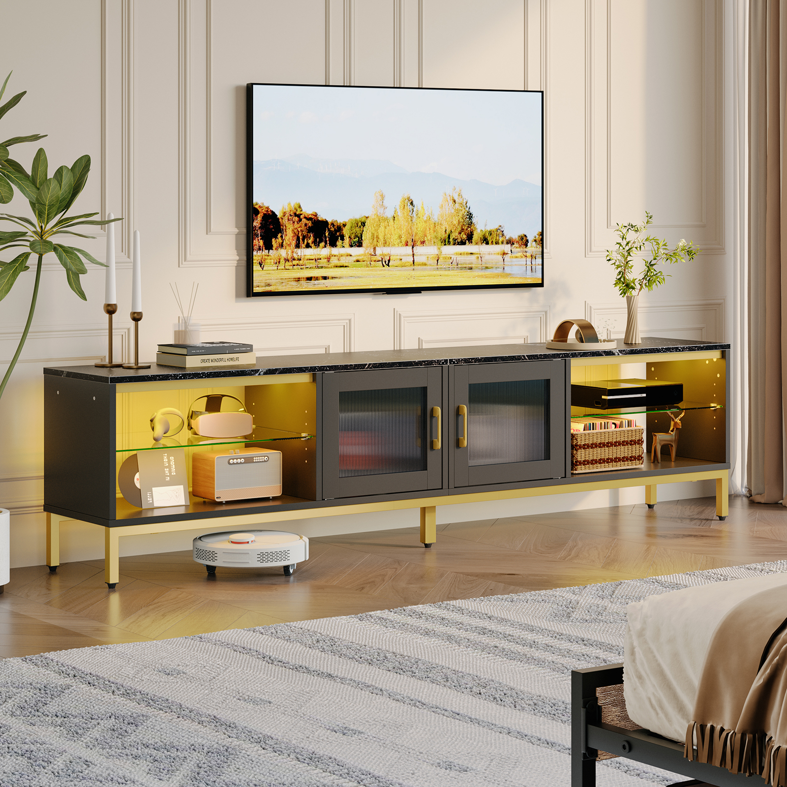 Modern TV Stand for up to 85 inch 2 in 1 Entertainment Center TV ...