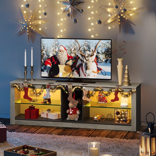 "Bestier Modern RGB TV Stand with LED Lights, for TVs up to 60"" in ...