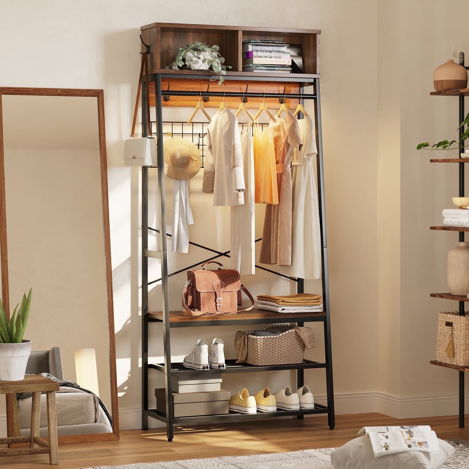 Bestier 70 Inch Modern Hall Tree with Shoe Bench, 5-in-1 Entryway ...