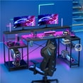 Bestier 71.5 inch LED Gaming Desk with Power Outlet, L Shaped Table ...