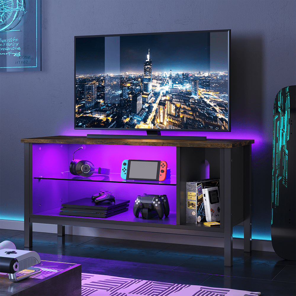 Bestier Gaming TV Stand for TVs up to 50" with LED Light & Storage ...