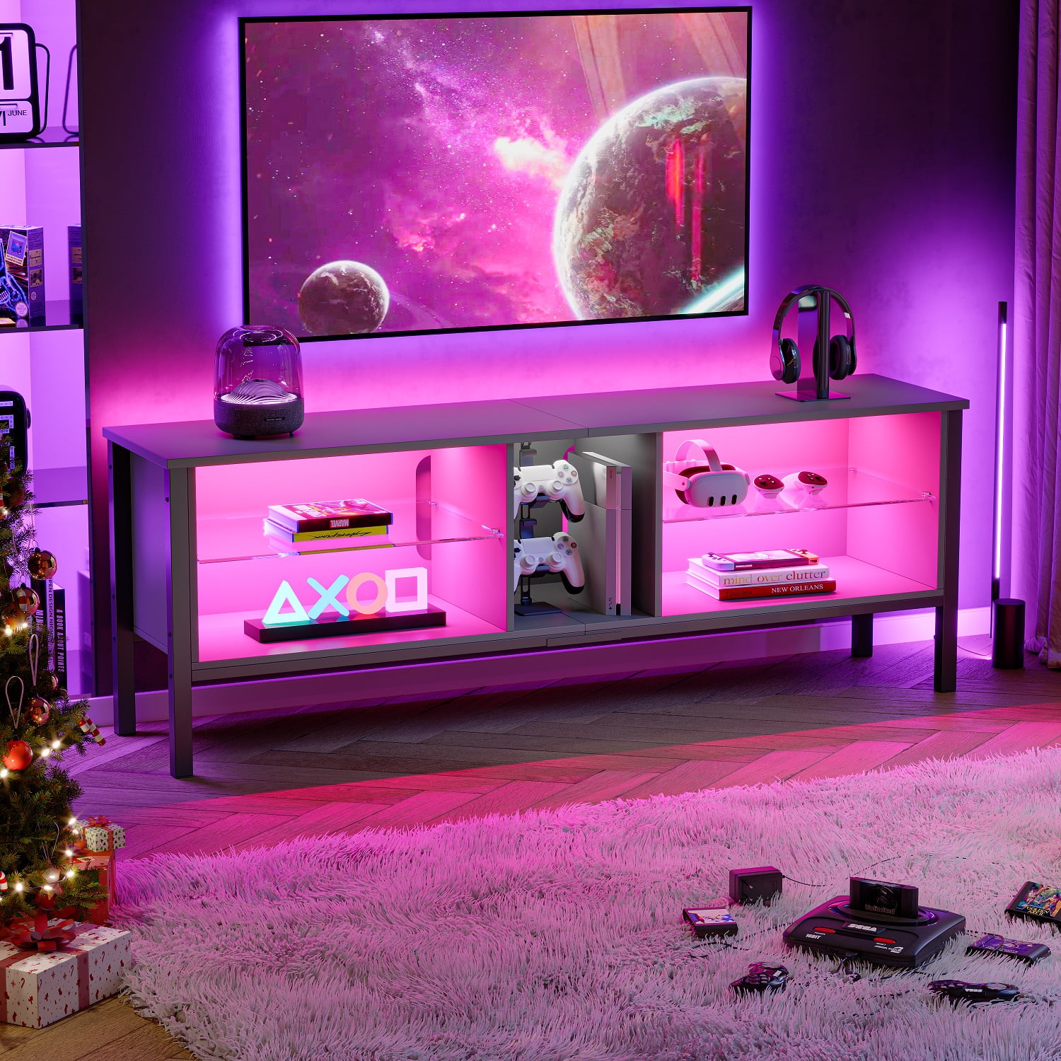 "Bestier LED Gaming TV Stand for TVs up to 70"", Entertainment Center ...