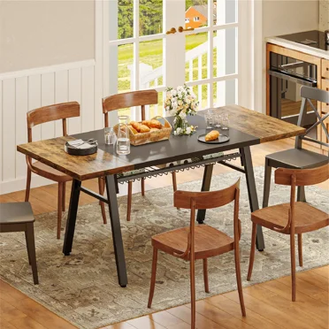 Bestier Bulut 70inch Rectangle Brown Dining Tables For 6-8 People ...