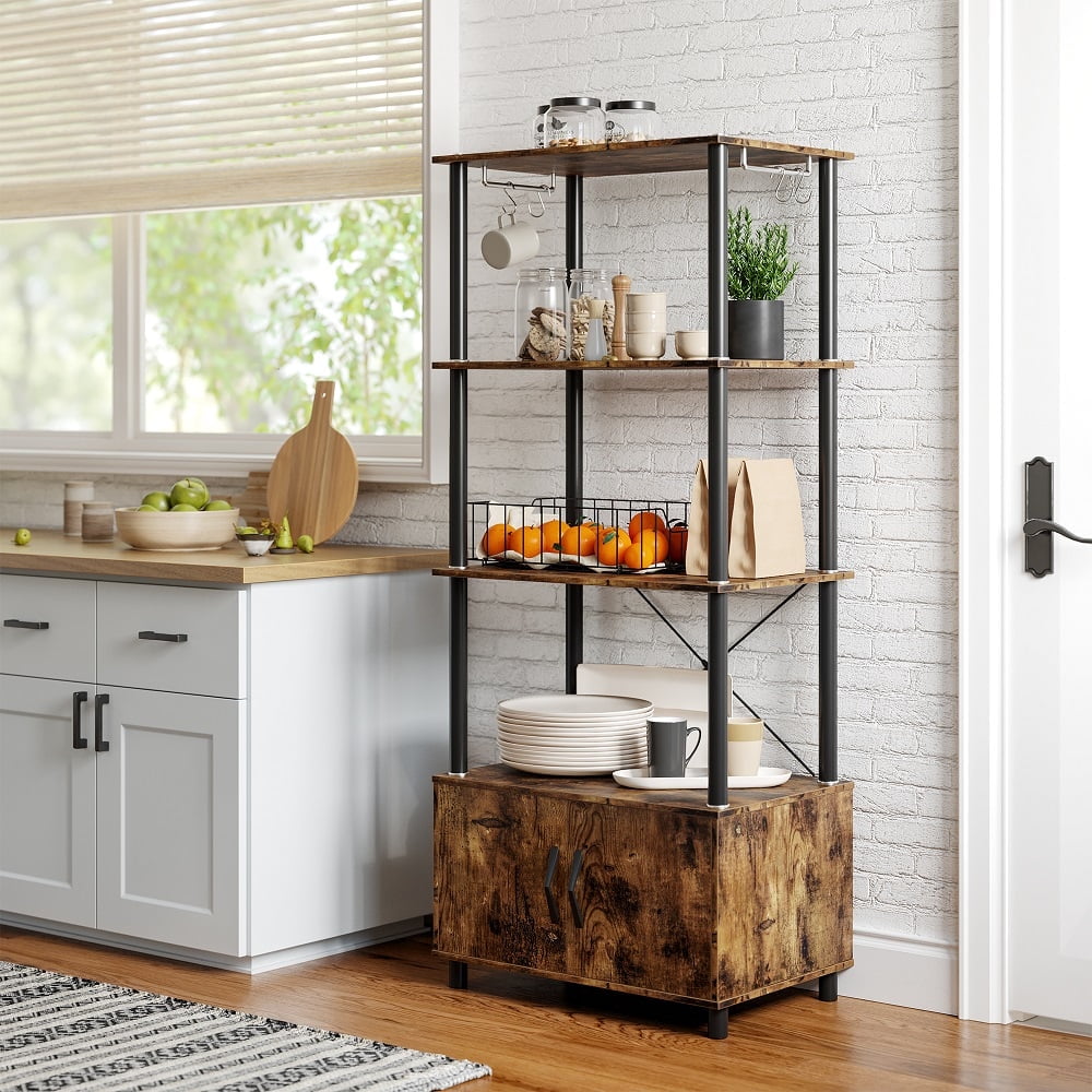 Bestier Industrial Microwave Stand Bakers Rack with Cabinet 4-Tier ...