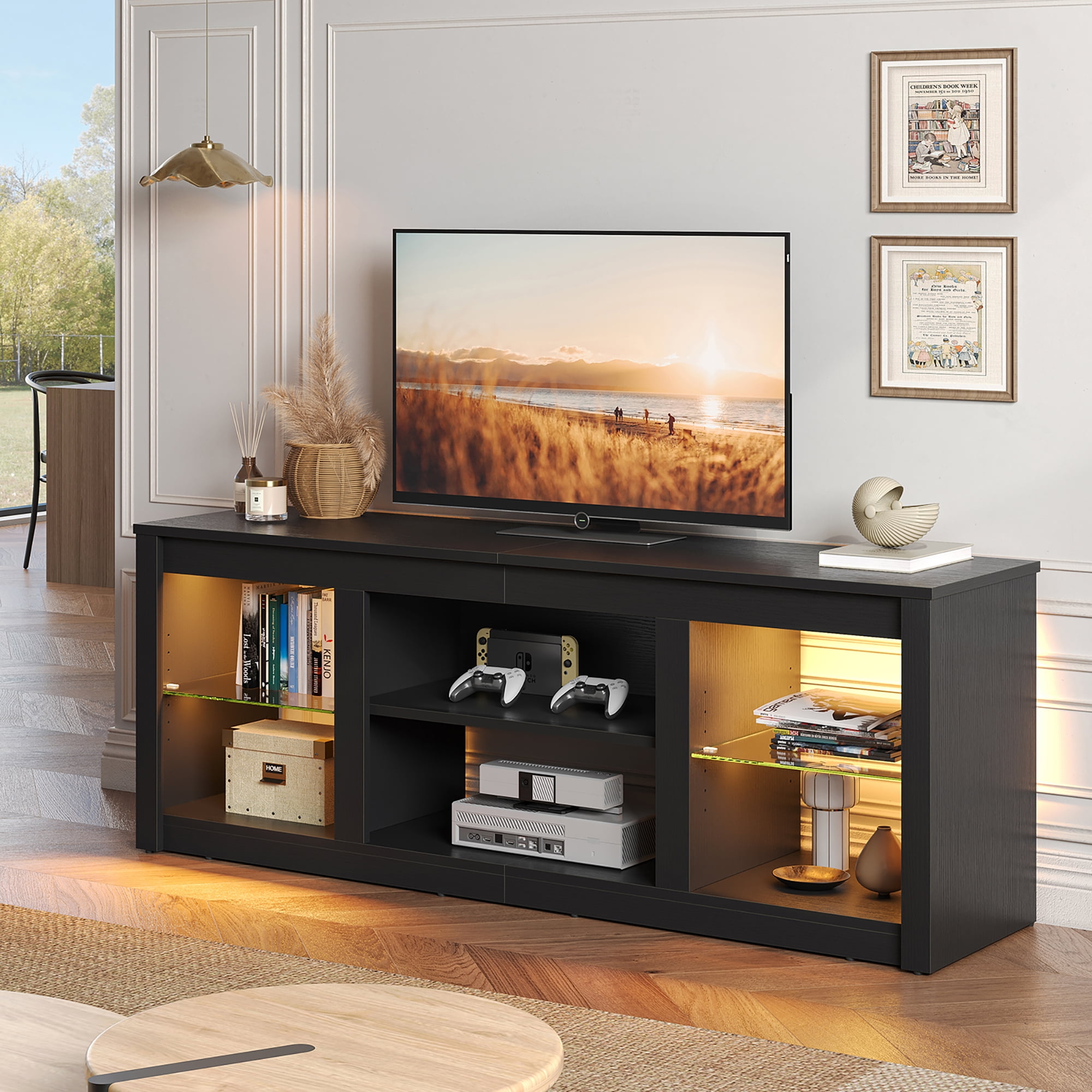 Bestier LED TV Stand for TVs up to 70", Entertainment Center with ...