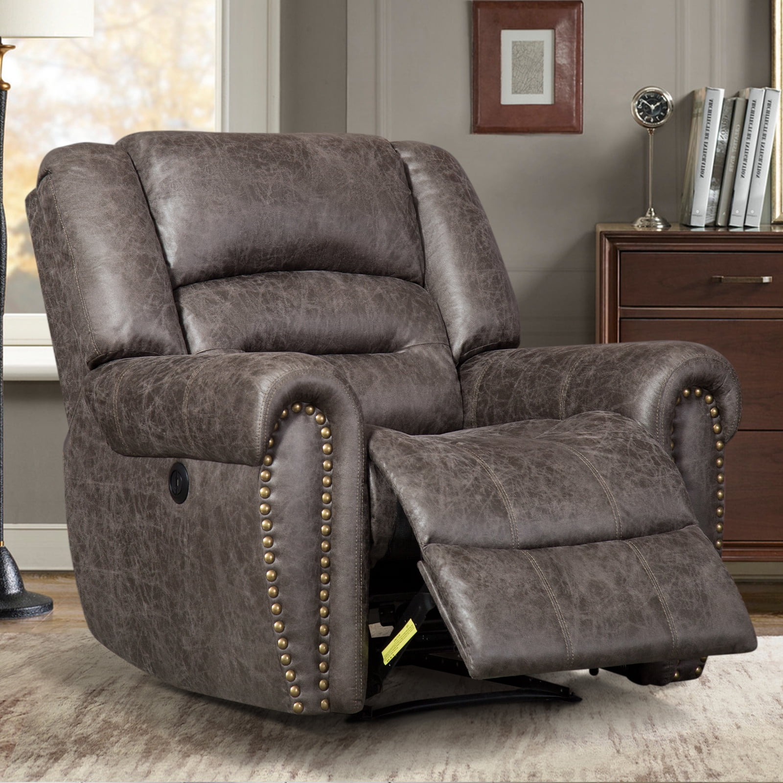 Bestier Leather Recliner Chair, Classic and Traditional Manual Recliner ...