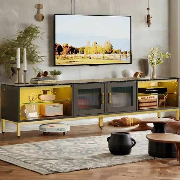 Bestier LED TV Stand for TVs up to 65"/75"/80/85", 80" Entertainment ...