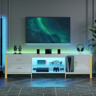 Soho 10 Modern Wall Unit Entertainment Center with 16 Color LED Lights ...