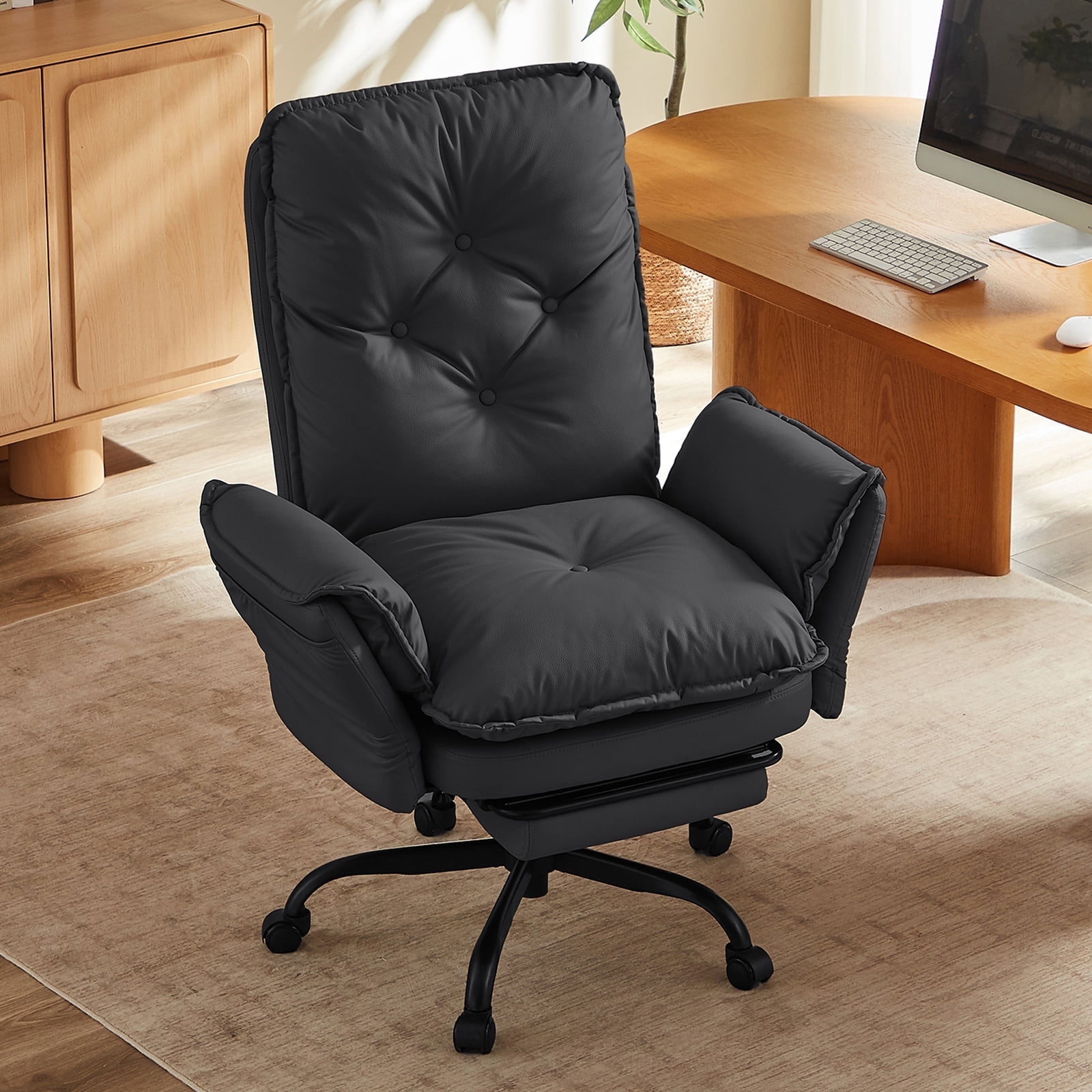 Bestier Big and Tall Executive Office Chair with Footrest and Flip-Up ...