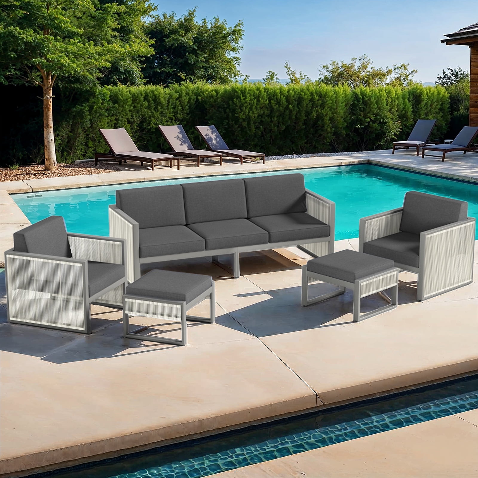 Bestier Patio Furniture Set, Outdoor Couch Set with 4.5" Thick Cushion ...