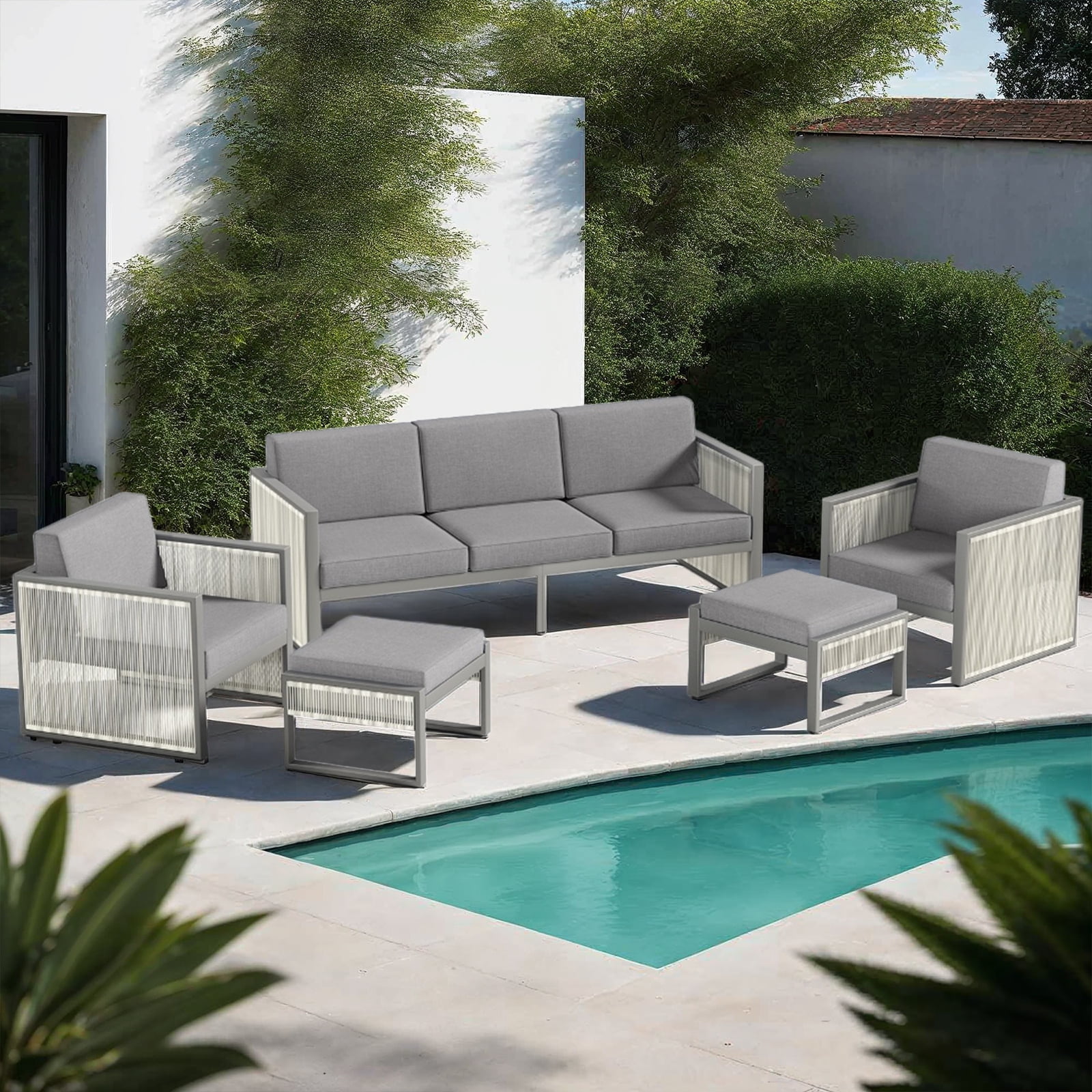 Bestier Patio Furniture Set, Outdoor Couch Set with 4.5" Thick Cushion ...
