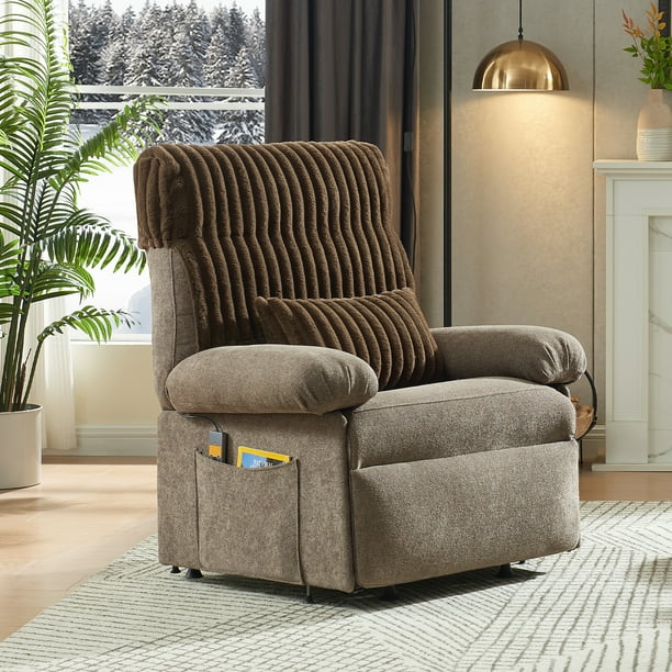 Bestier Power Lift Recliner Chair for Elderly Small Recliners for Living Room with Side Pocket Dark Coffee Brown