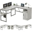 Natwind Two Person Desk with Storage Shelves, Double Desk with PC case ...