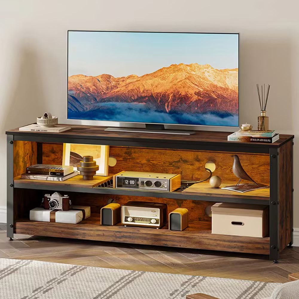 Inval Urban Modern Brown Amaretto Open Back 60-inch TV Stand - Walmart.com