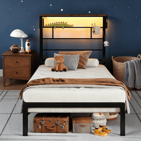 Bestier Queen Size Metal Platform Bed Frame with LED Headboard ...