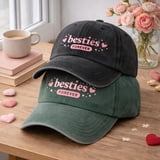 Besties Forever Embroidered Washed Cotton Baseball Cap, Friendship ...