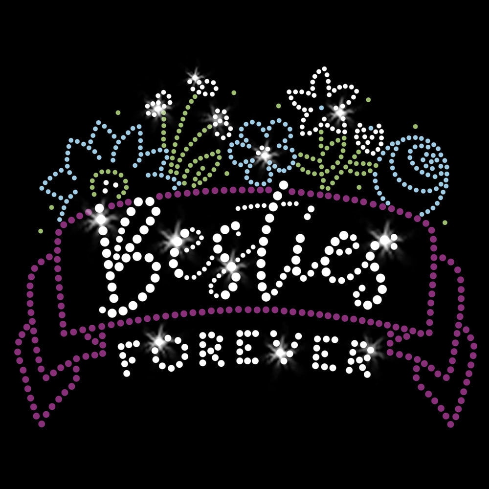 Besties Forever Iron-on Clear Rhinestone and Rhinestud Transfer by JCS ...
