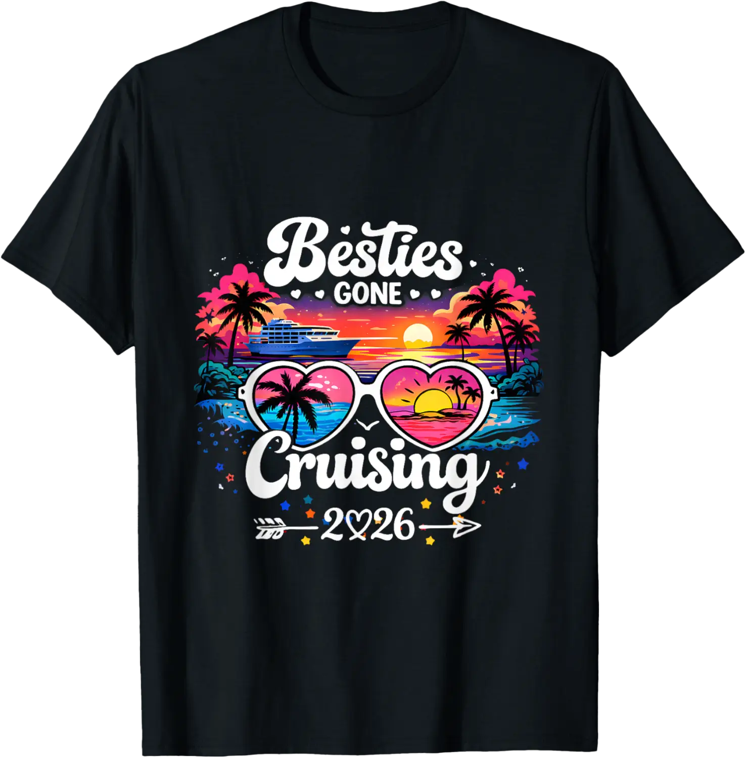 Besties Gone Cruising Girls Trip Sunset T-Shirt - Walmart.com