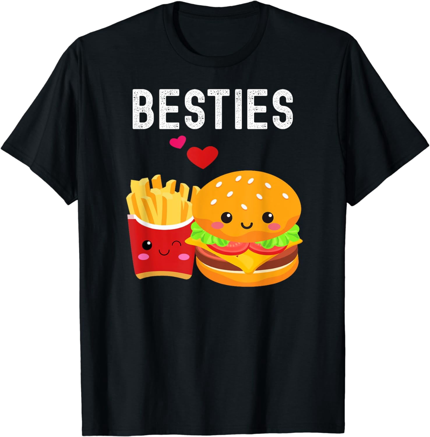 Besties Kawaii Burger and Fries Best Friend Couples T-Shirt - Walmart.com