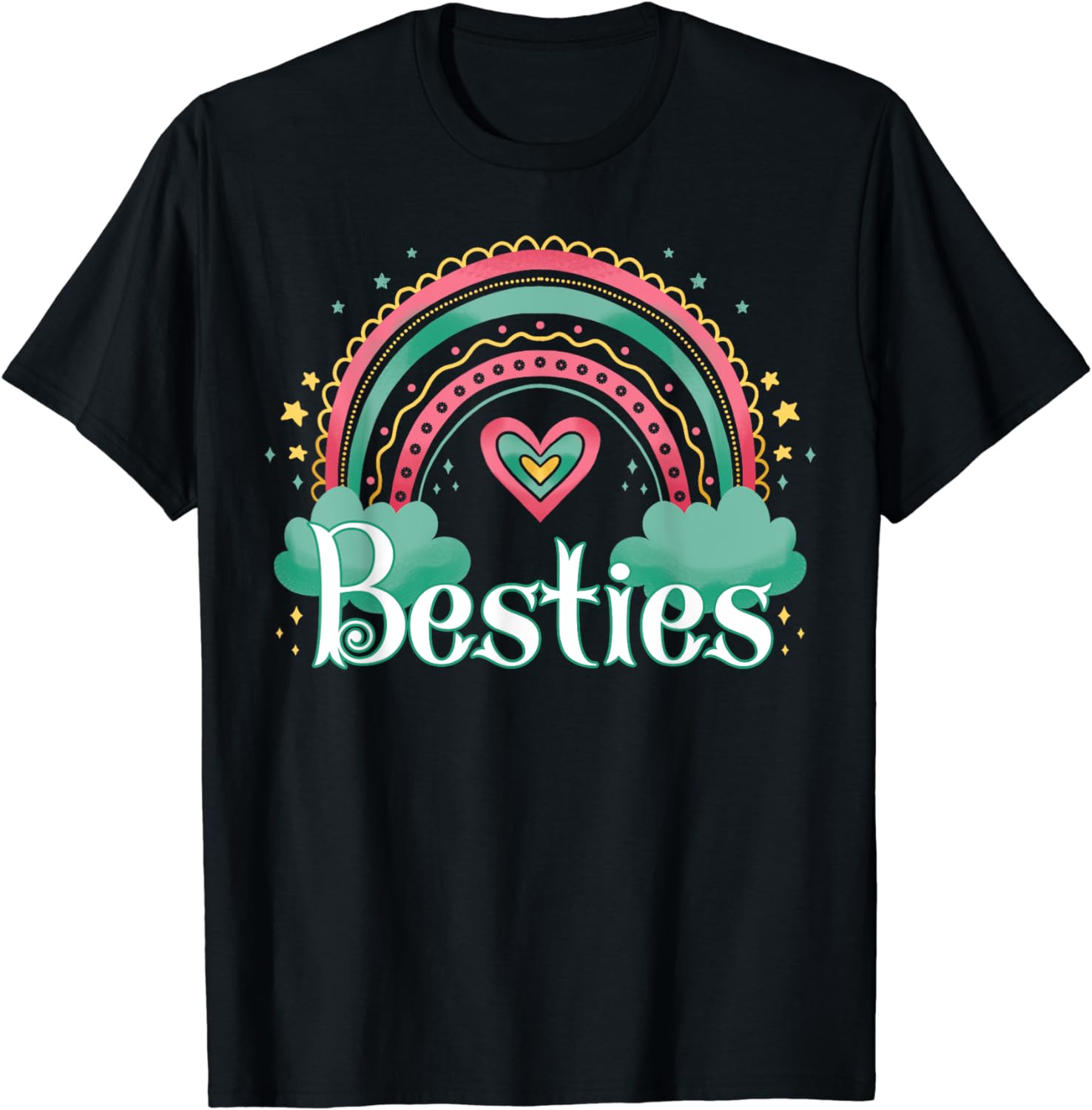 Besties Rainbow Heart BFF Matching Friendship Day T-Shirt - Walmart.com