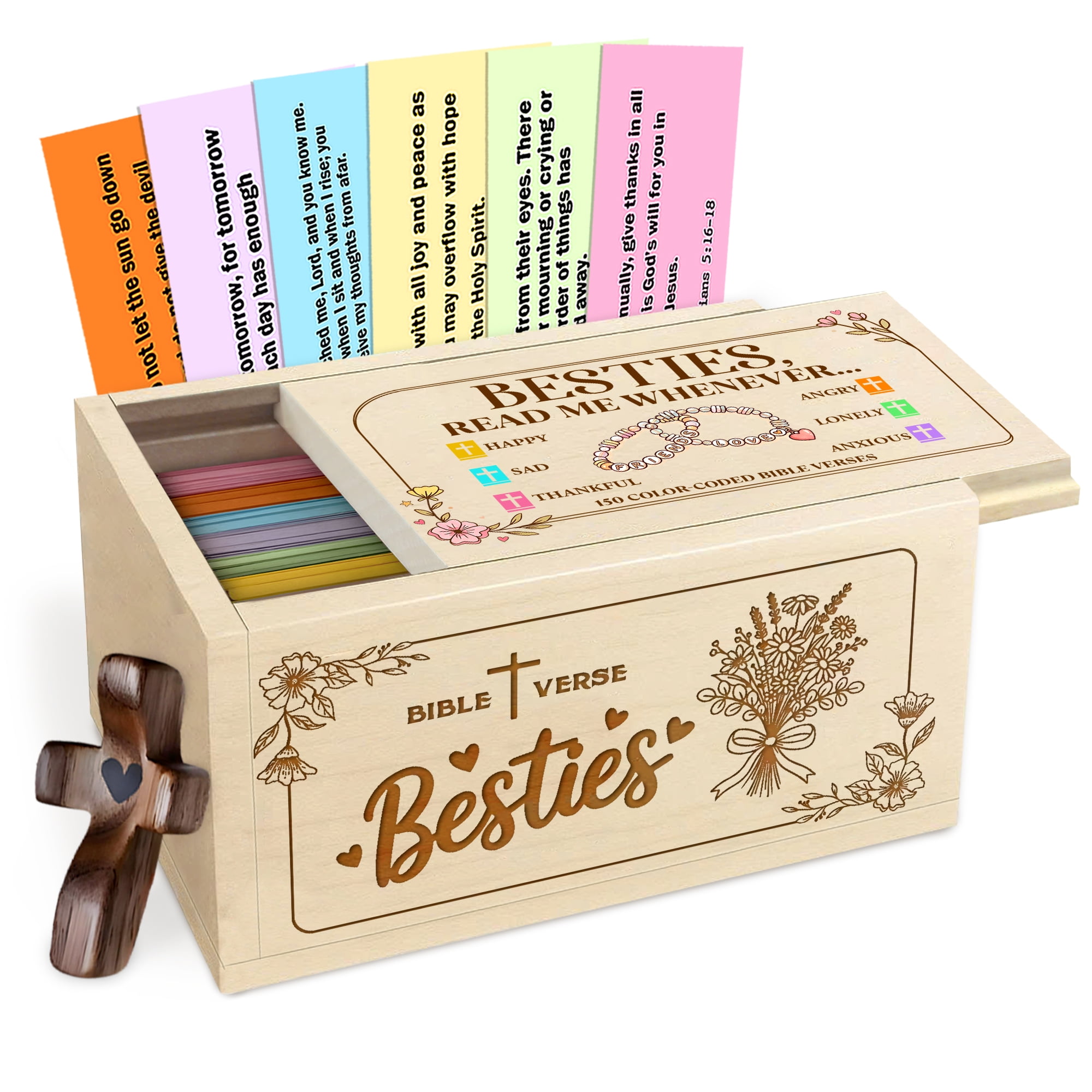 Besties Read Me Whenever Bible Verse Box, Maple Wood Scripture Box with ...