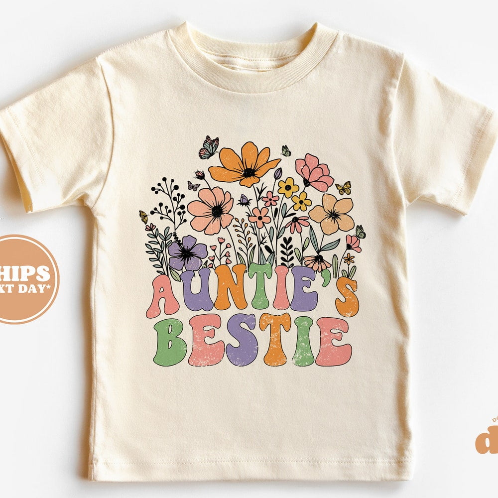 Besties Toddler Shirt - Auntie'S Besties Floral Boho Kids Shirt - Sibling Family TODDLER SHORT ...