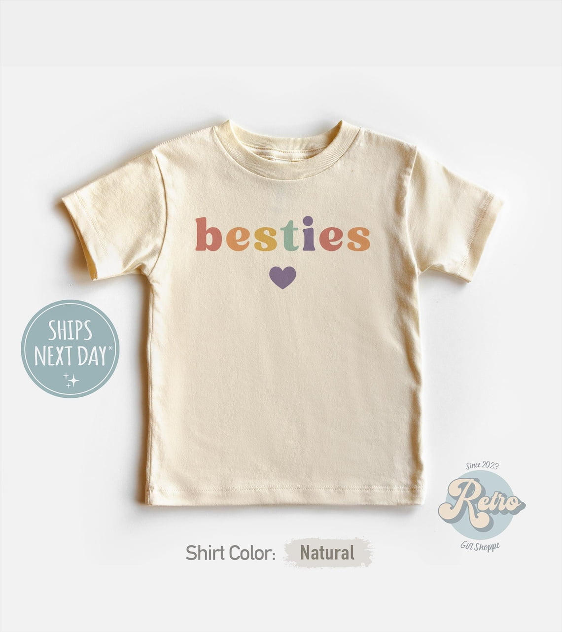 Besties Tshirt Kids Best Friend Toddler Tee Retro Natural Toddler Shirt ...