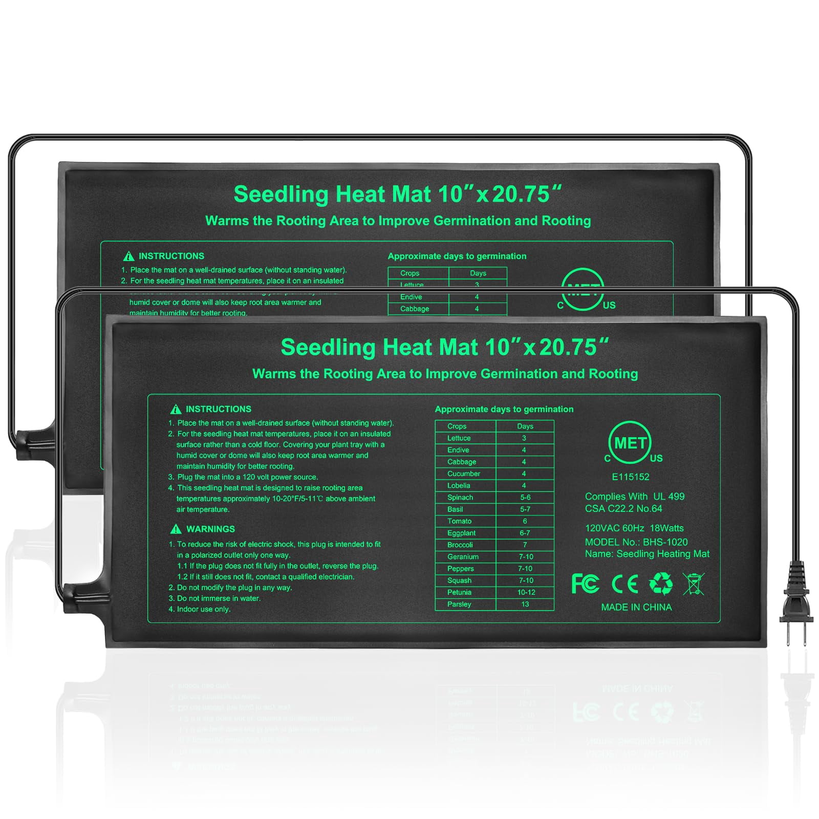 Bestio Seedling Heat Mat 10 x NSD3 20.75 in 2 Pack,Waterproof Plant ...